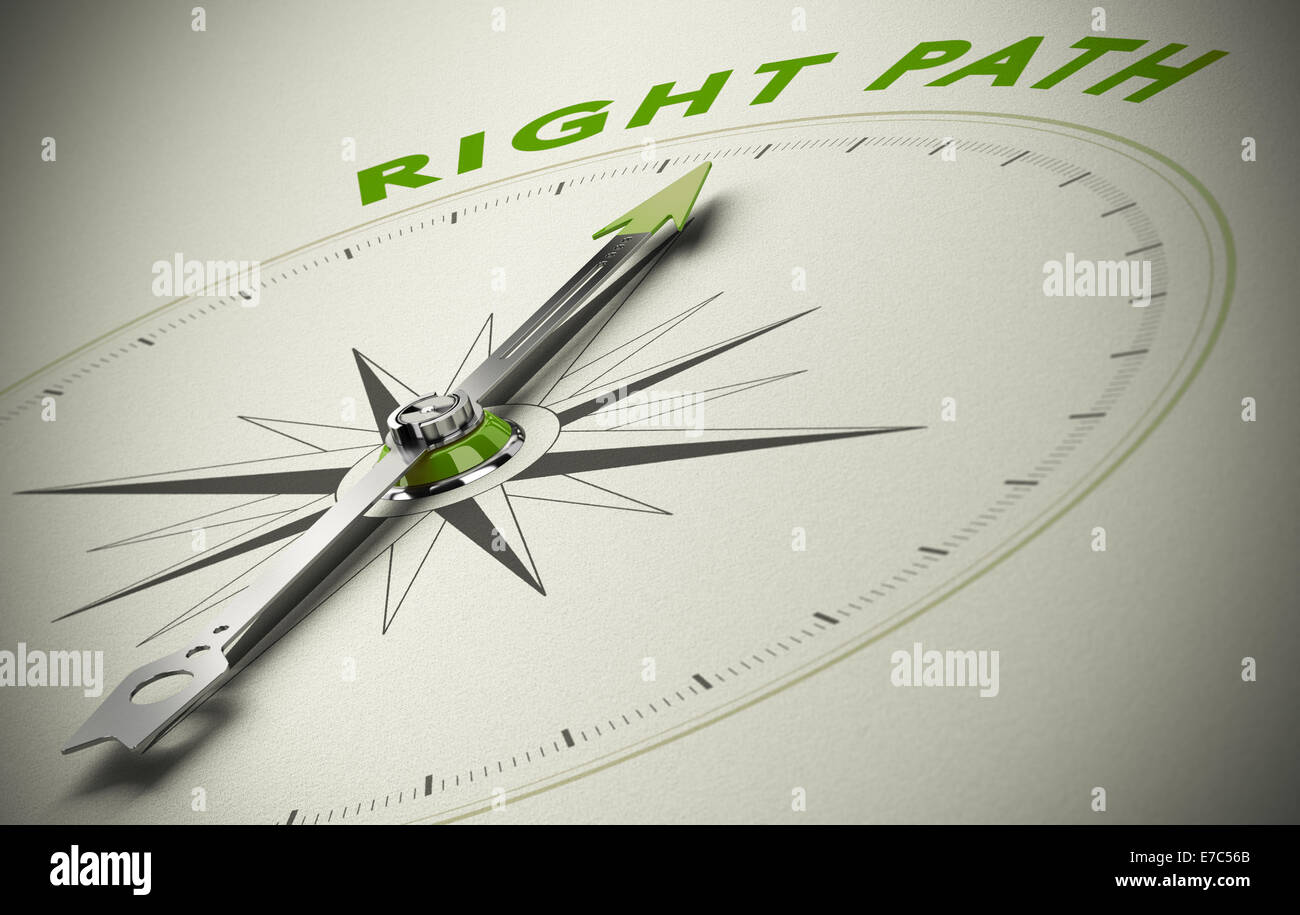 Compass with the text right path, concept image for good direction ...