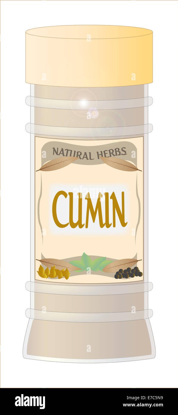 A 'Cumin' herb and spice jar isolated on a white background Stock Photo ...
