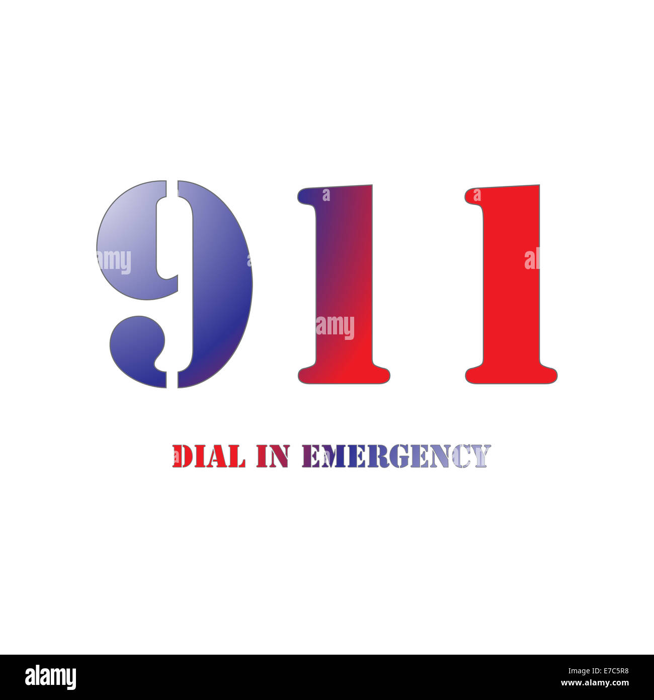 A Big 911 Red and Blue Symbol isolated on a white background Stock ...