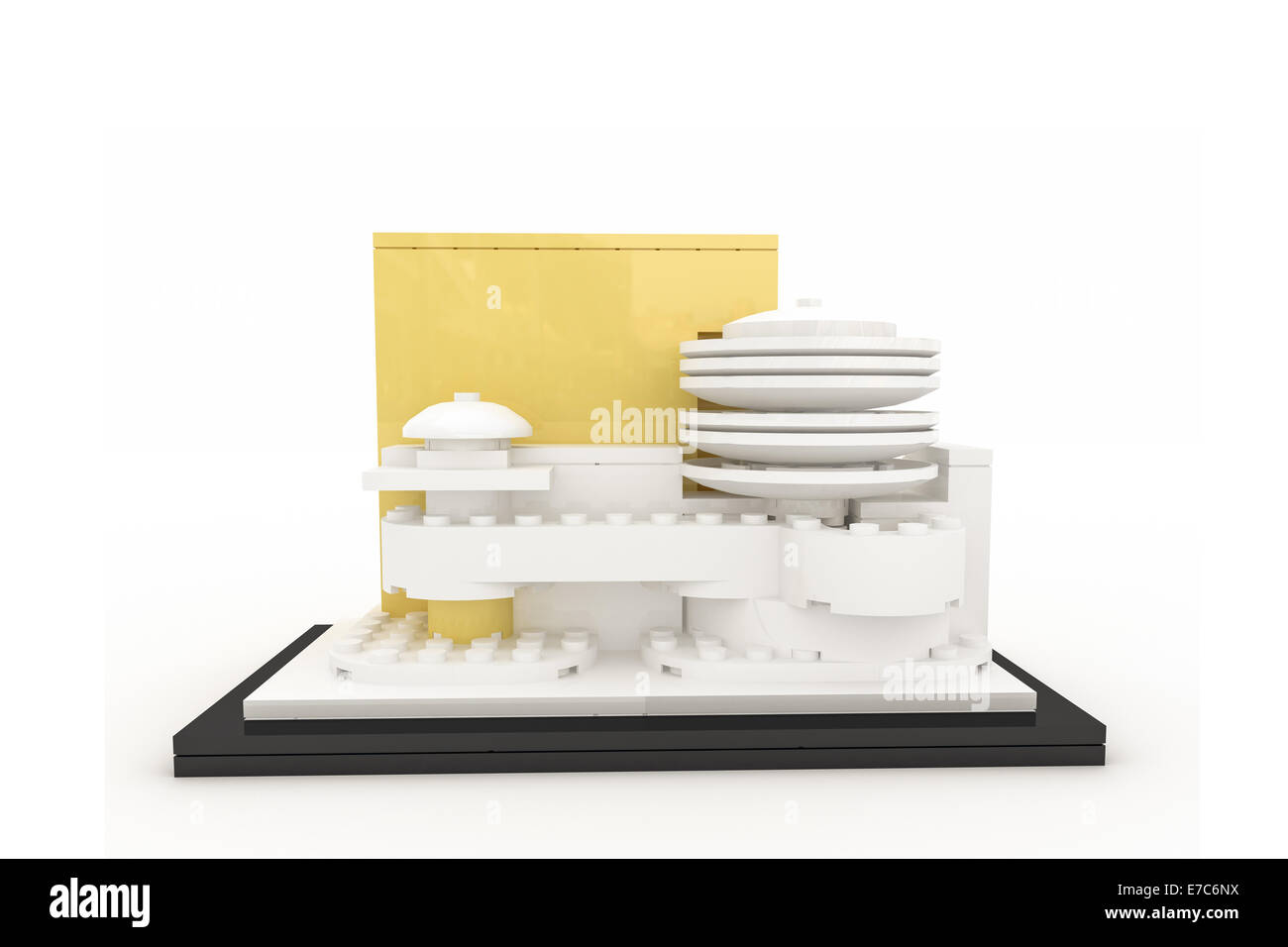 modern building made by plastic bricks isolated on white background ...