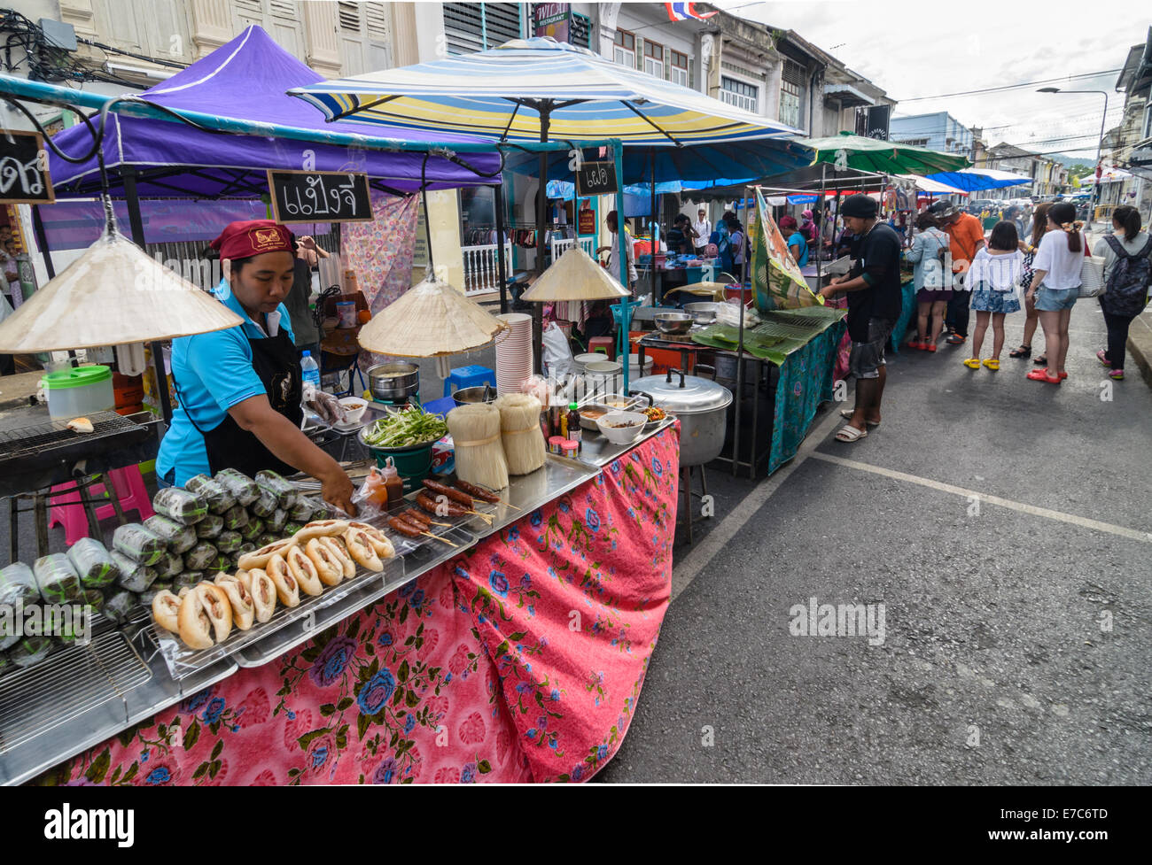 Stalls along the Phuket Sunday Market Walking Street, Thalang Road ...