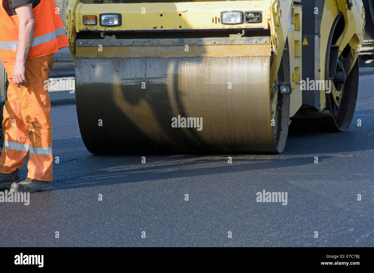 image of road roller at work Stock Photo - Alamy