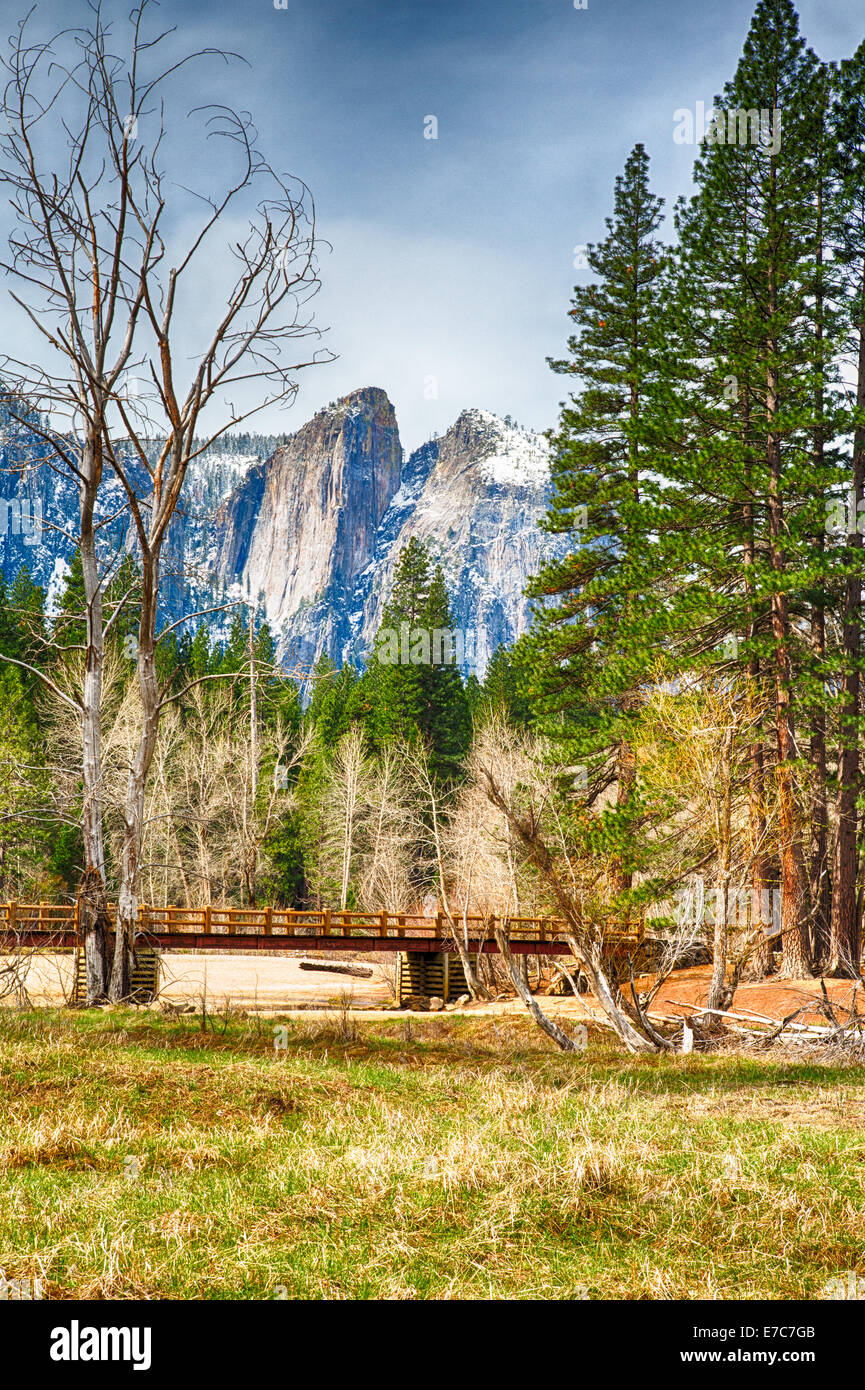 A bridge across the Merced River in the Yosemite Valley. Yosemite ...