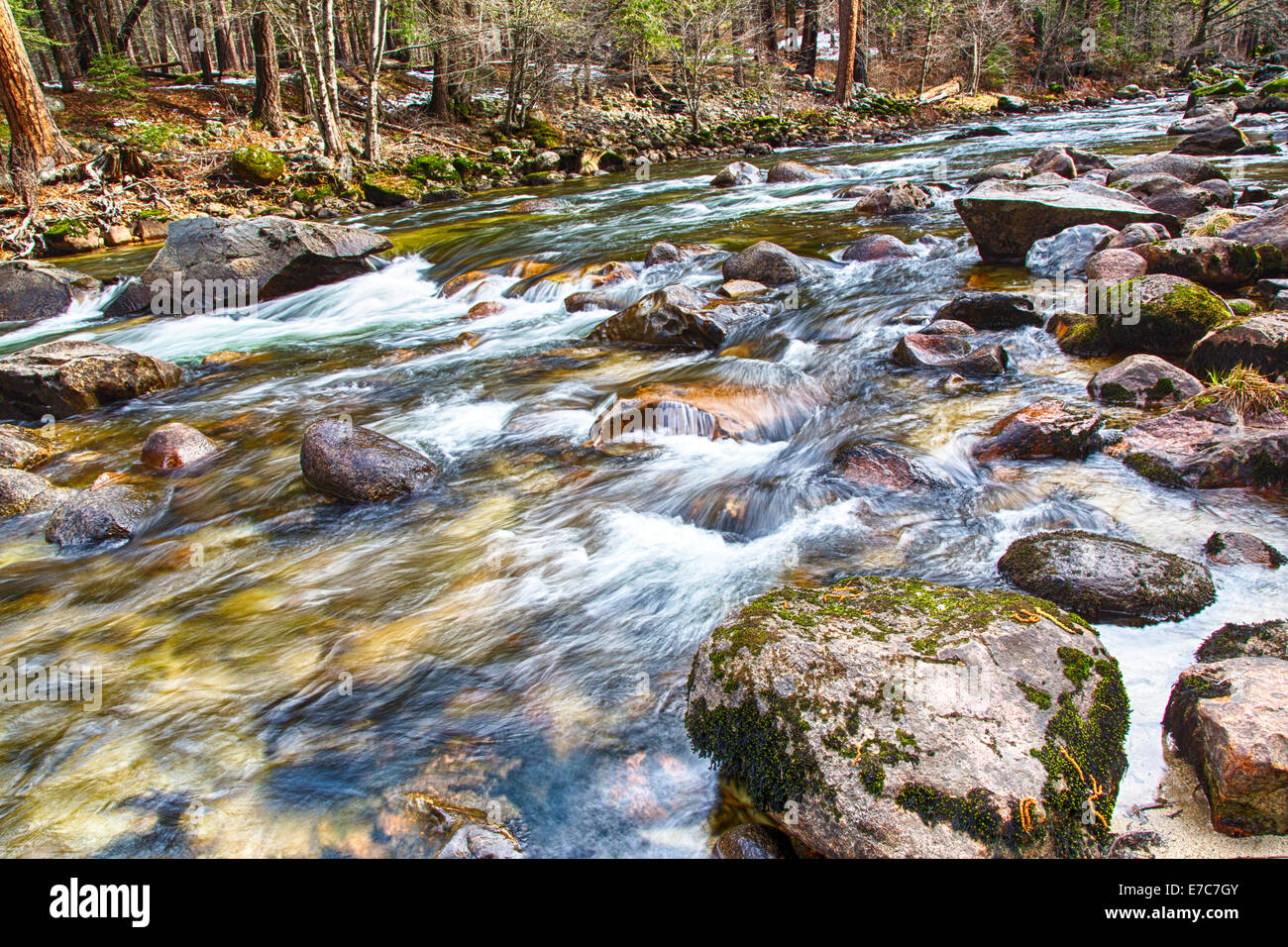 The Merced River as it flows through Yosemite Valley Stock Photo - Alamy