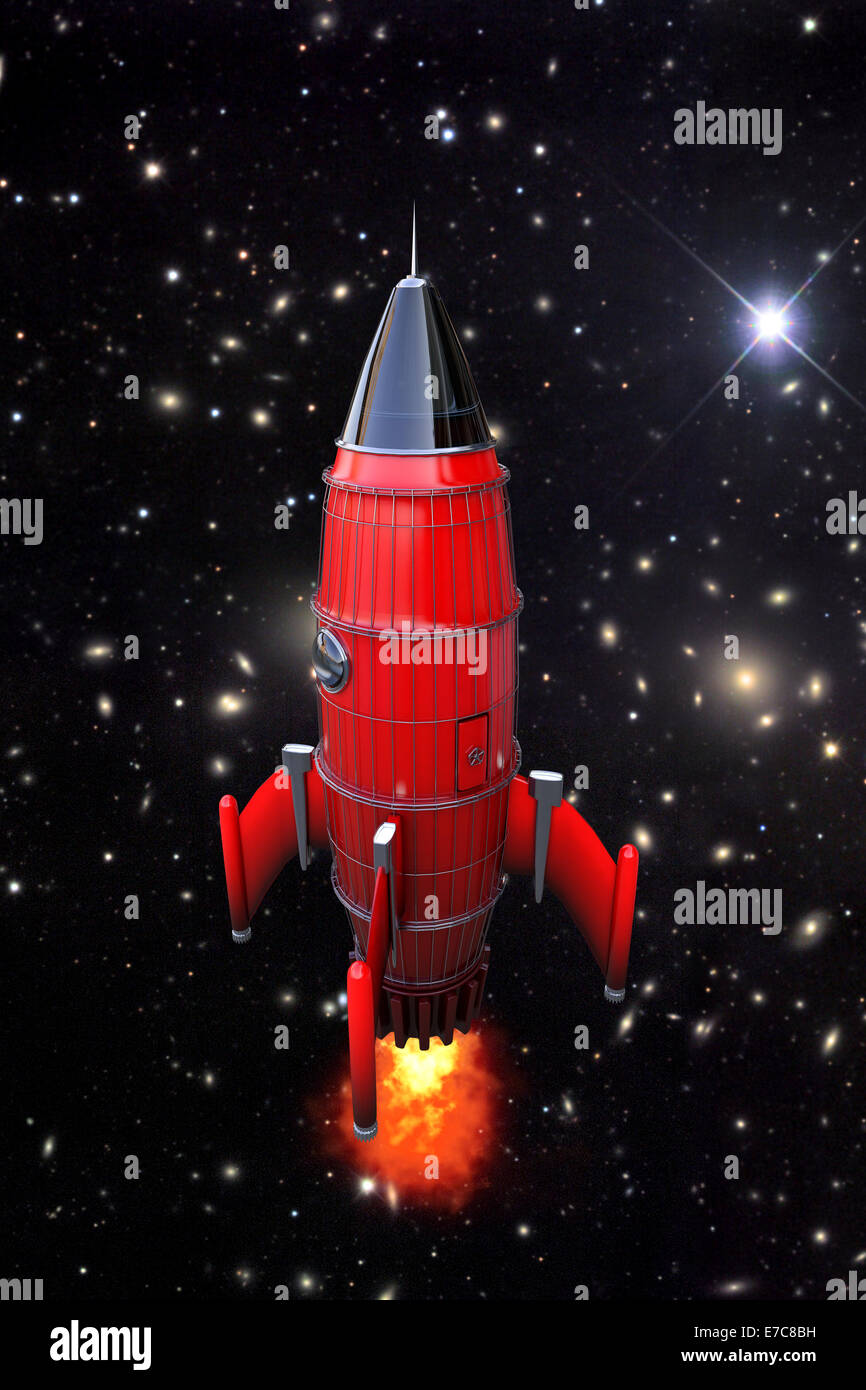 space rocket flying in the space Stock Photo - Alamy