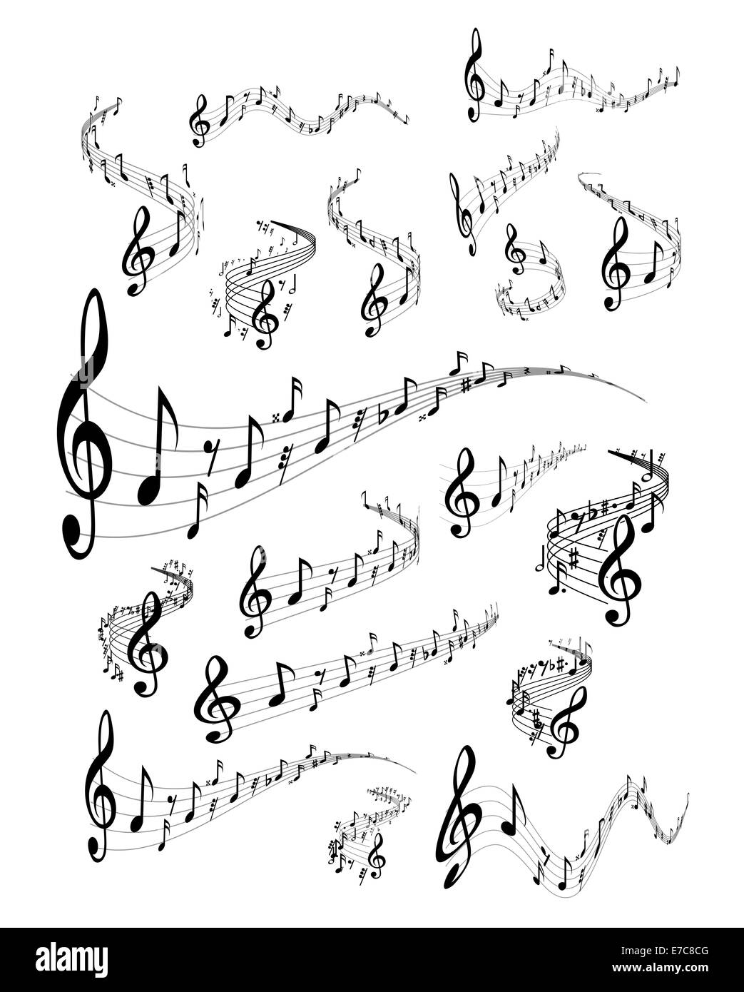 Abstract music notes background Black and White Stock Photos & Images ...