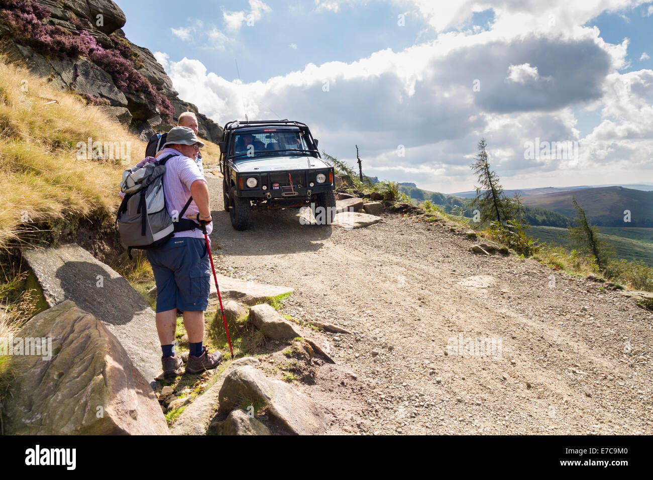 4 x 4 vehicle off roading and using a path shared by walkers in the ...