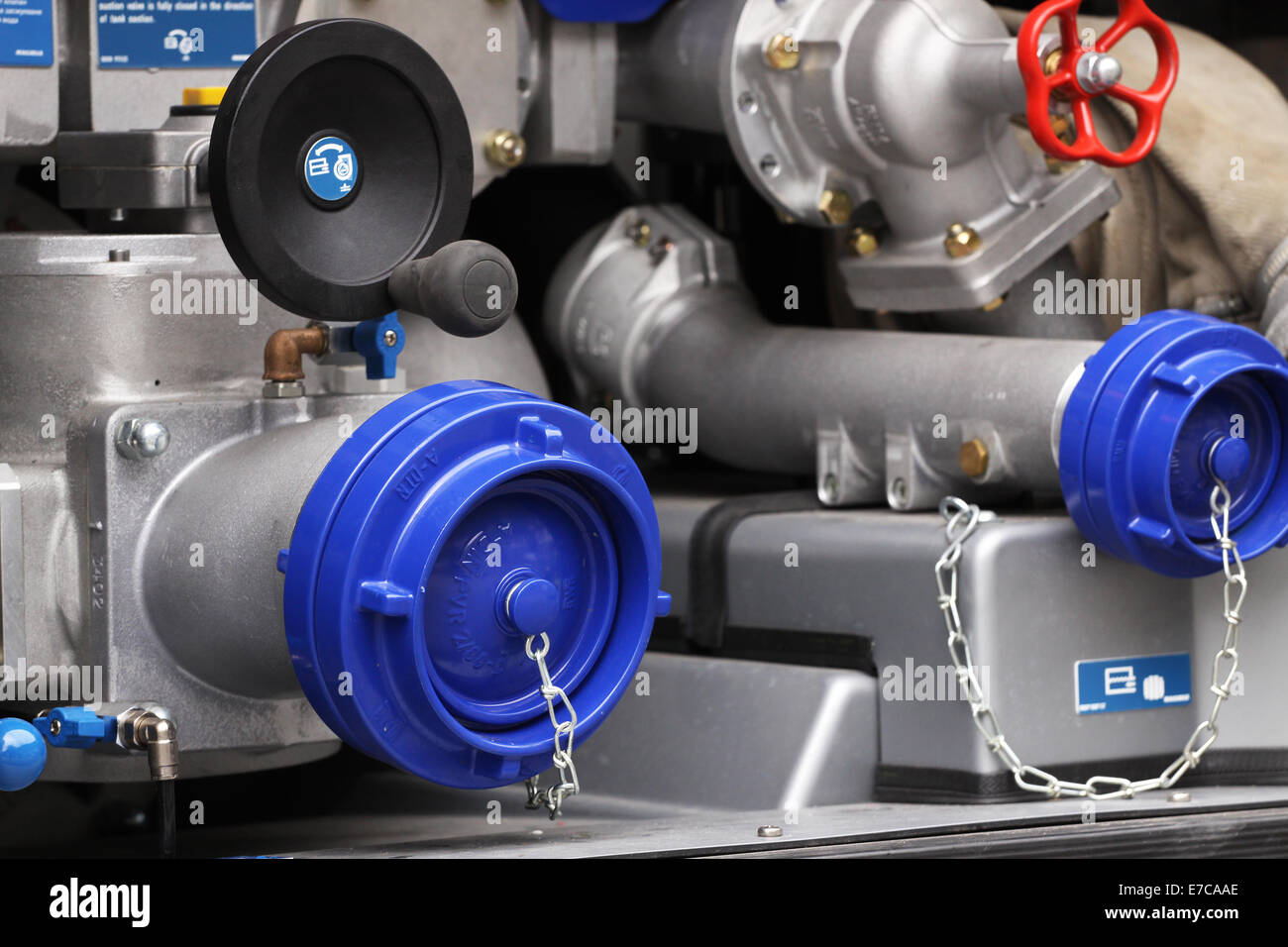 The close-up of hydrant and water hoses Stock Photo - Alamy