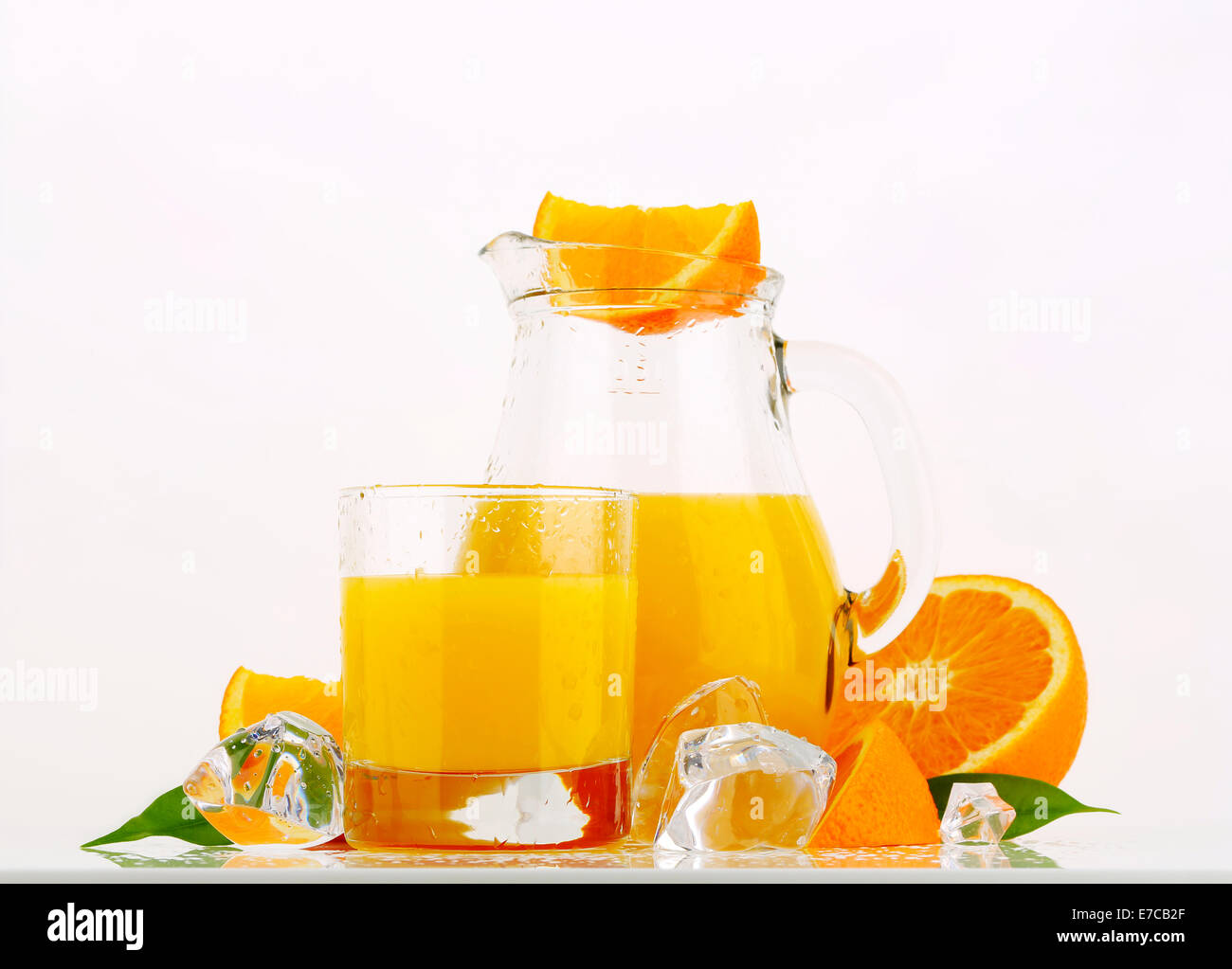 Fresh orange juice in a glass jug Stock Photo - Alamy