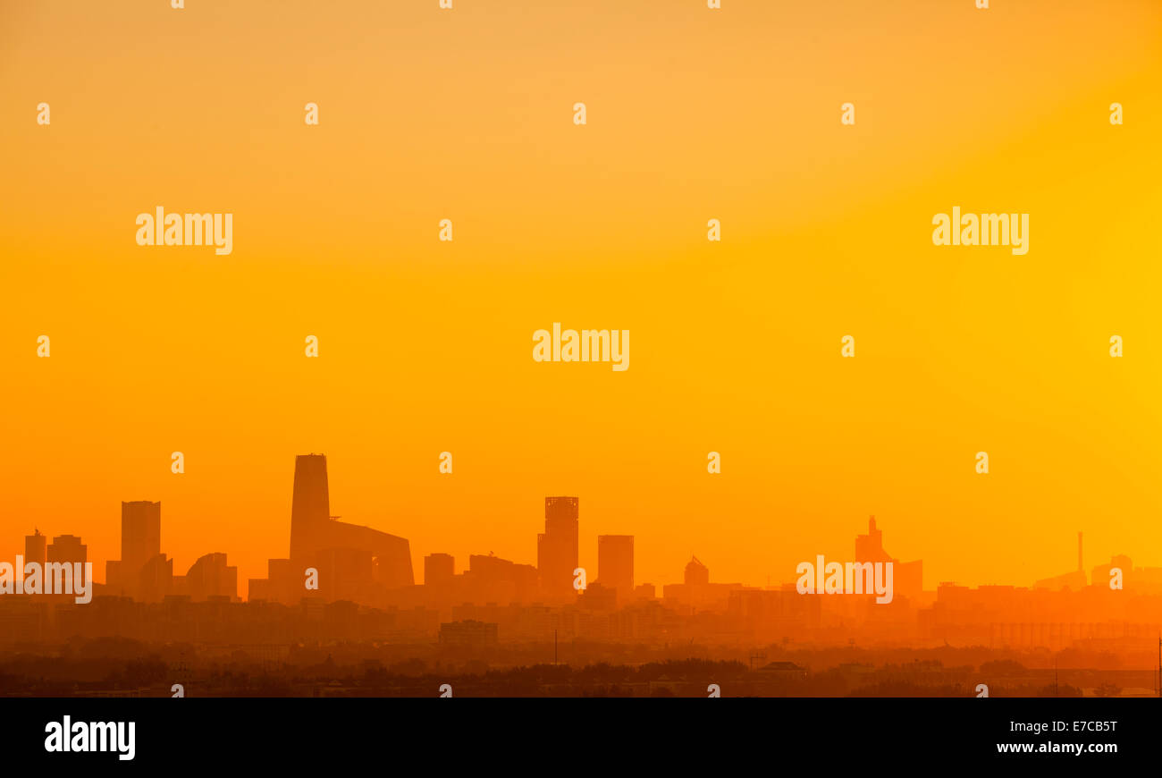 the beautiful sunrise of Beijing,china.the skyscrapers is the CBD of ...