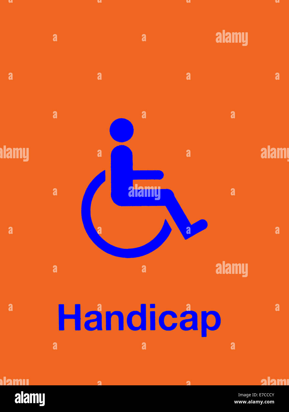 blue handicap sign isolated on orange background Stock Photo - Alamy