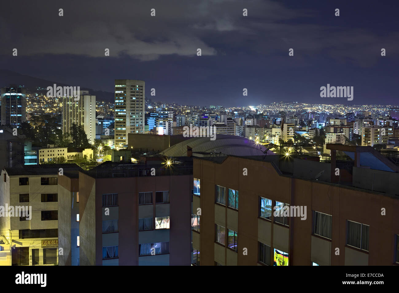 View over Quito, Ecuador from South to North over the dome of the Casa ...