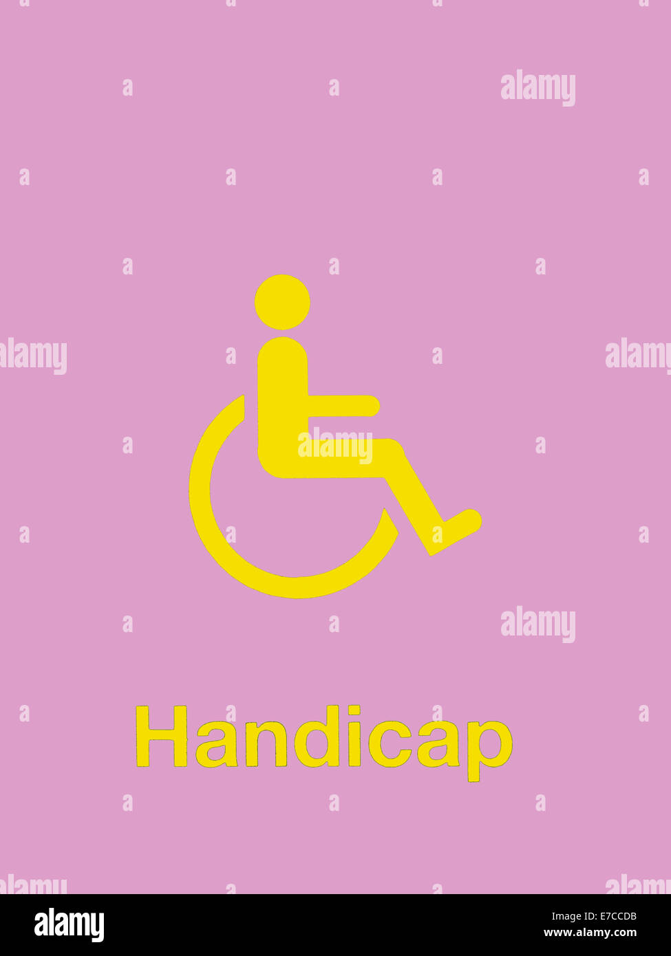 yellow handicap sign isolated on violet background Stock Photo - Alamy