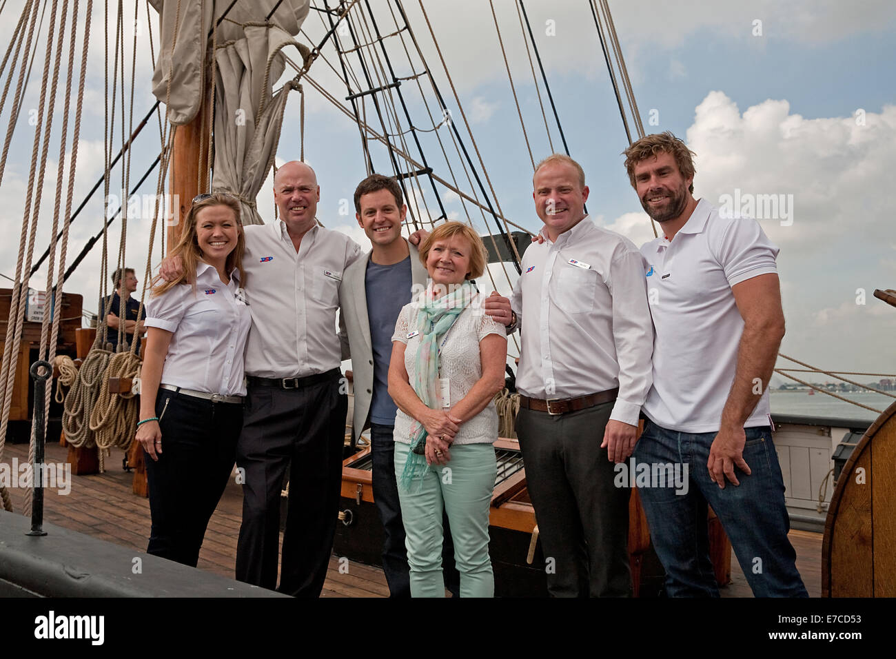 Matt Baker poses with others on board the Phoenix at the Southampton ...