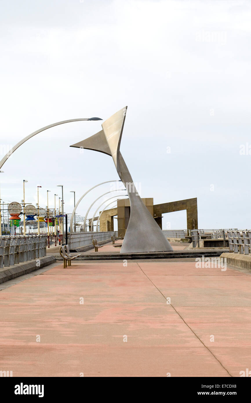 Giant silver Fin on the Beach and promenade "the golden Mile" Blackpool ...