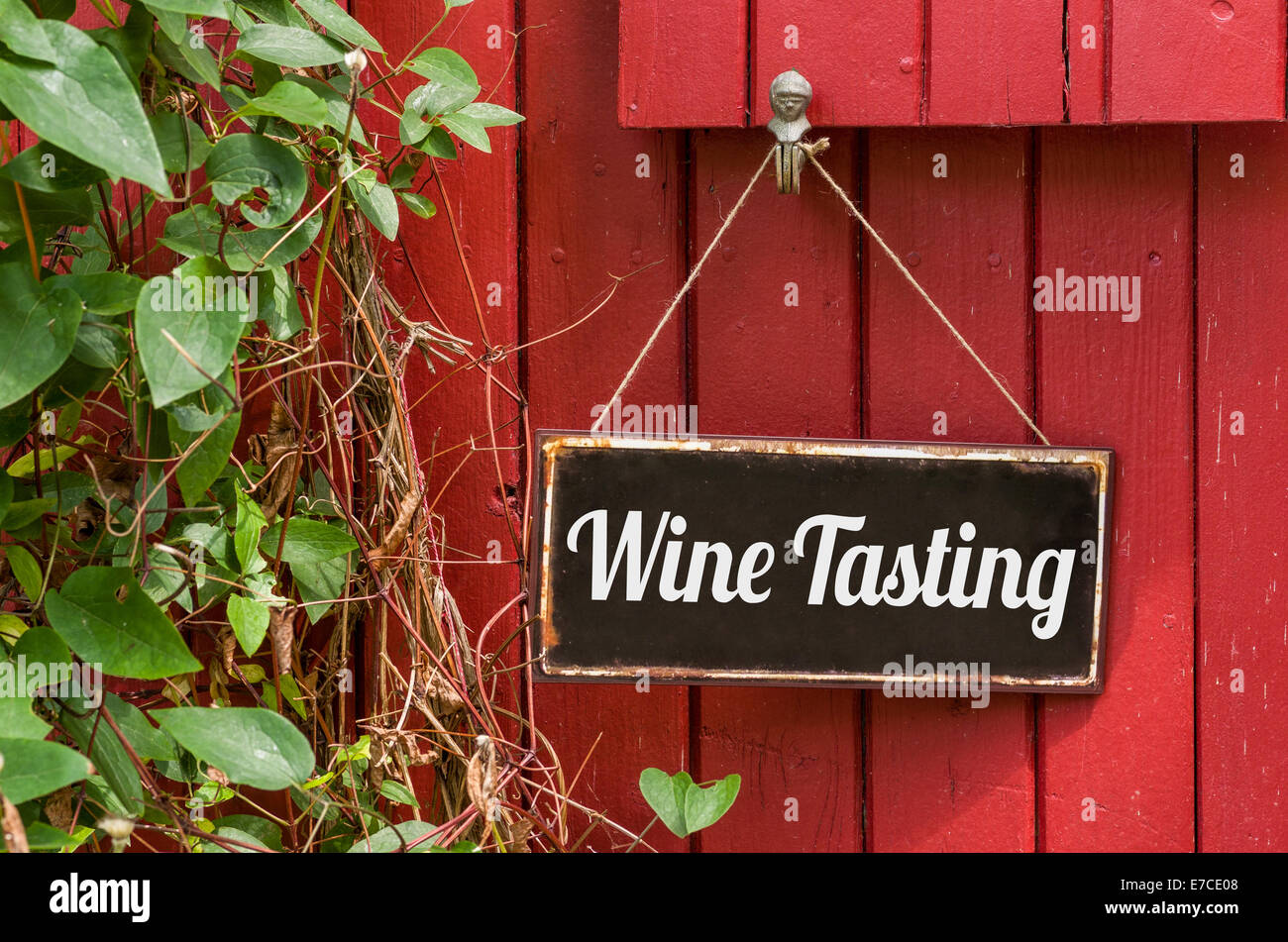 Old metal sign with the inscription Wine Tasting Stock Photo - Alamy