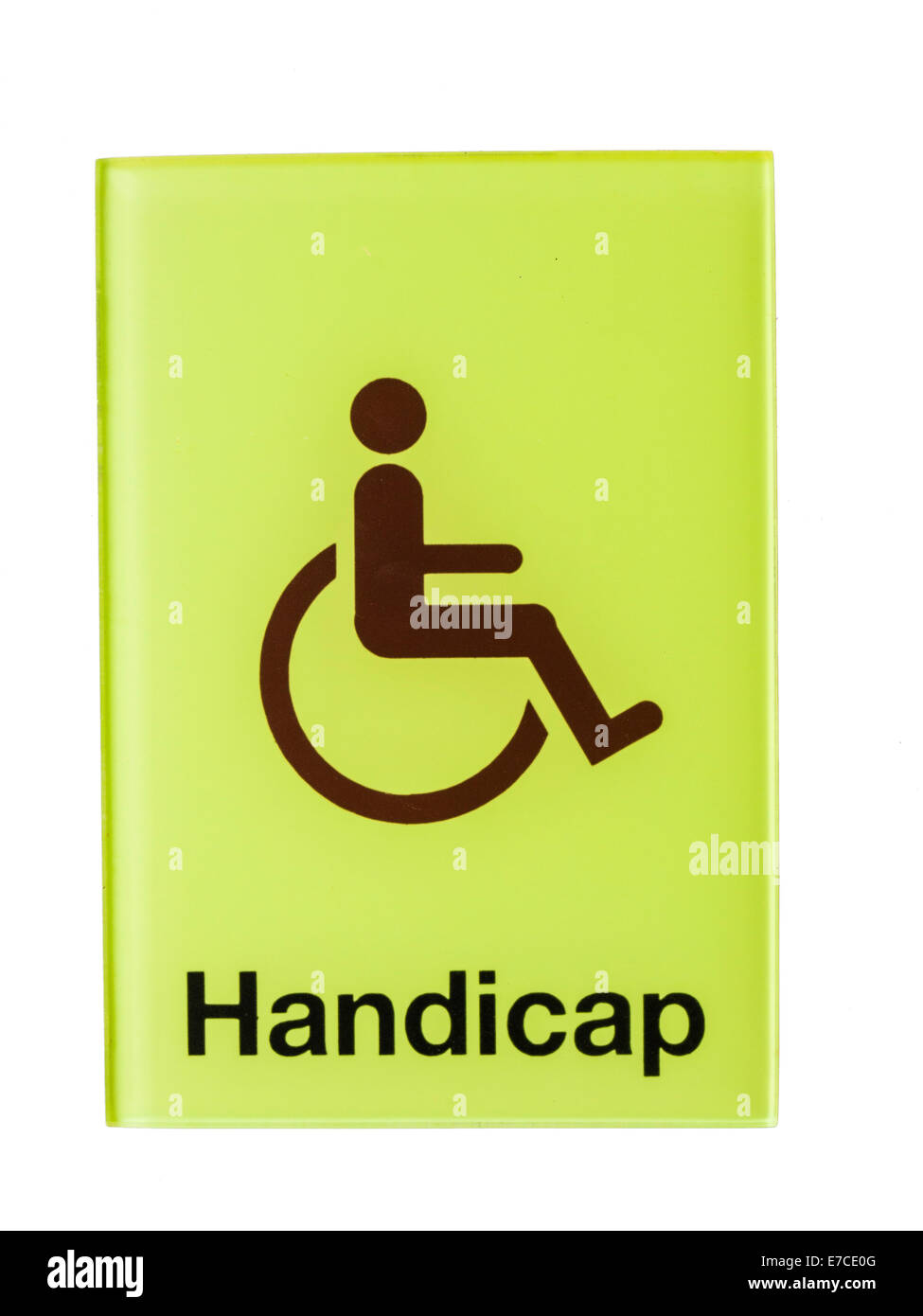 Green glass handicap sign isolated on white background Stock Photo - Alamy