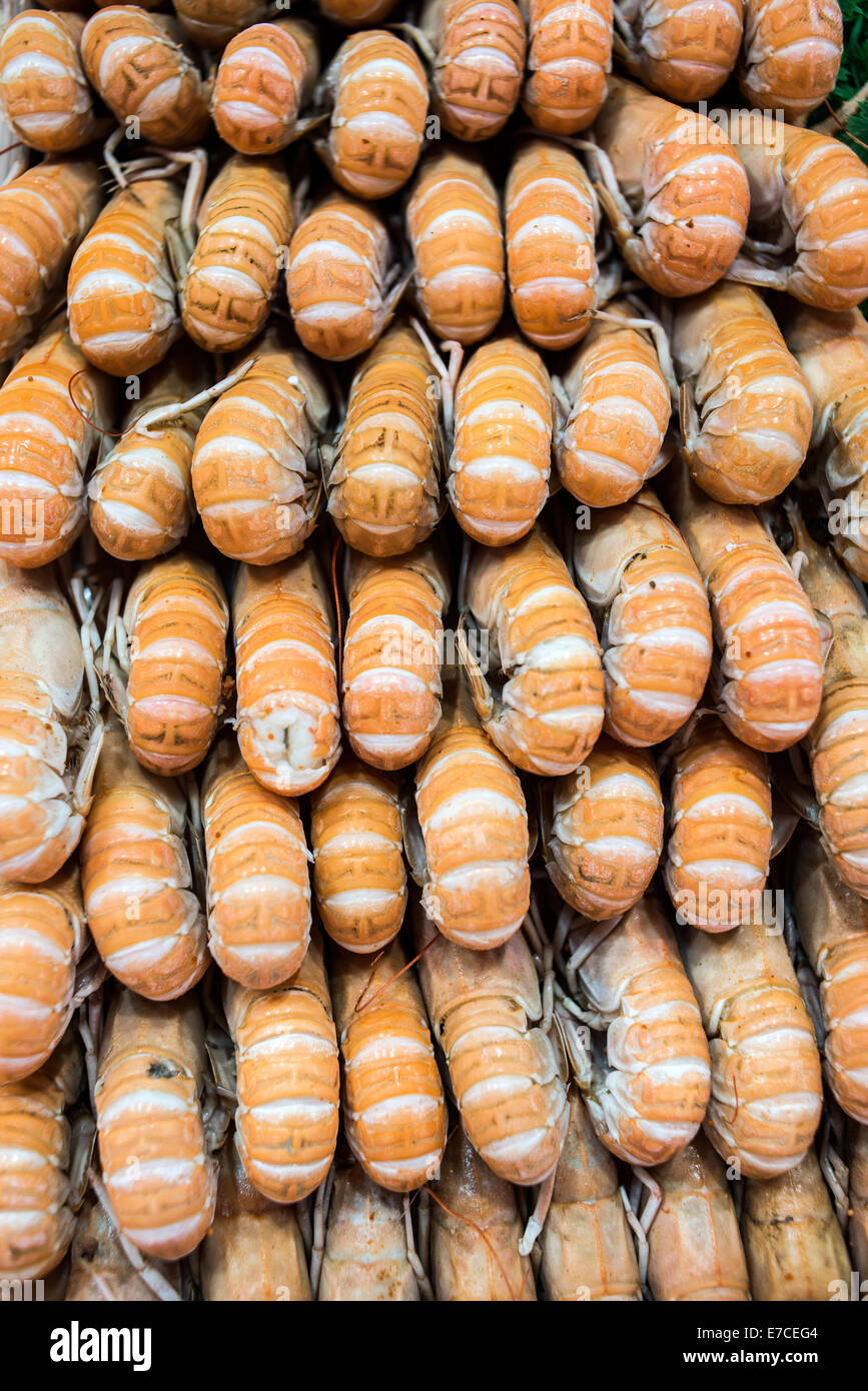 Prawns for sale in Trouville fish market in Normandy France Stock Photo ...