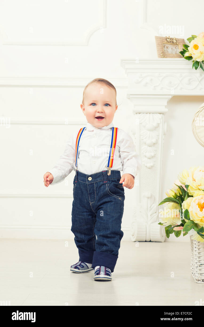 Elegantly dressed gentleman baby comes yourself and smiling, first ...