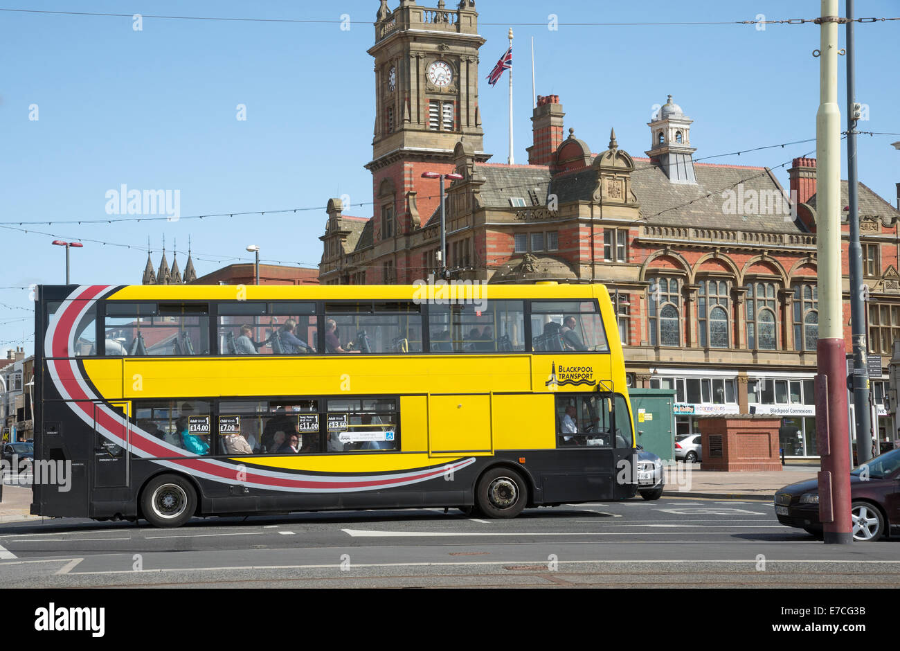 Double decker bus of Blackpool Transport system Blackpool Lancashire UK ...