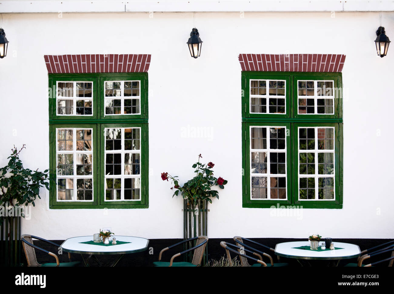 old white green window in a Cafe in Buesum Stock Photo - Alamy