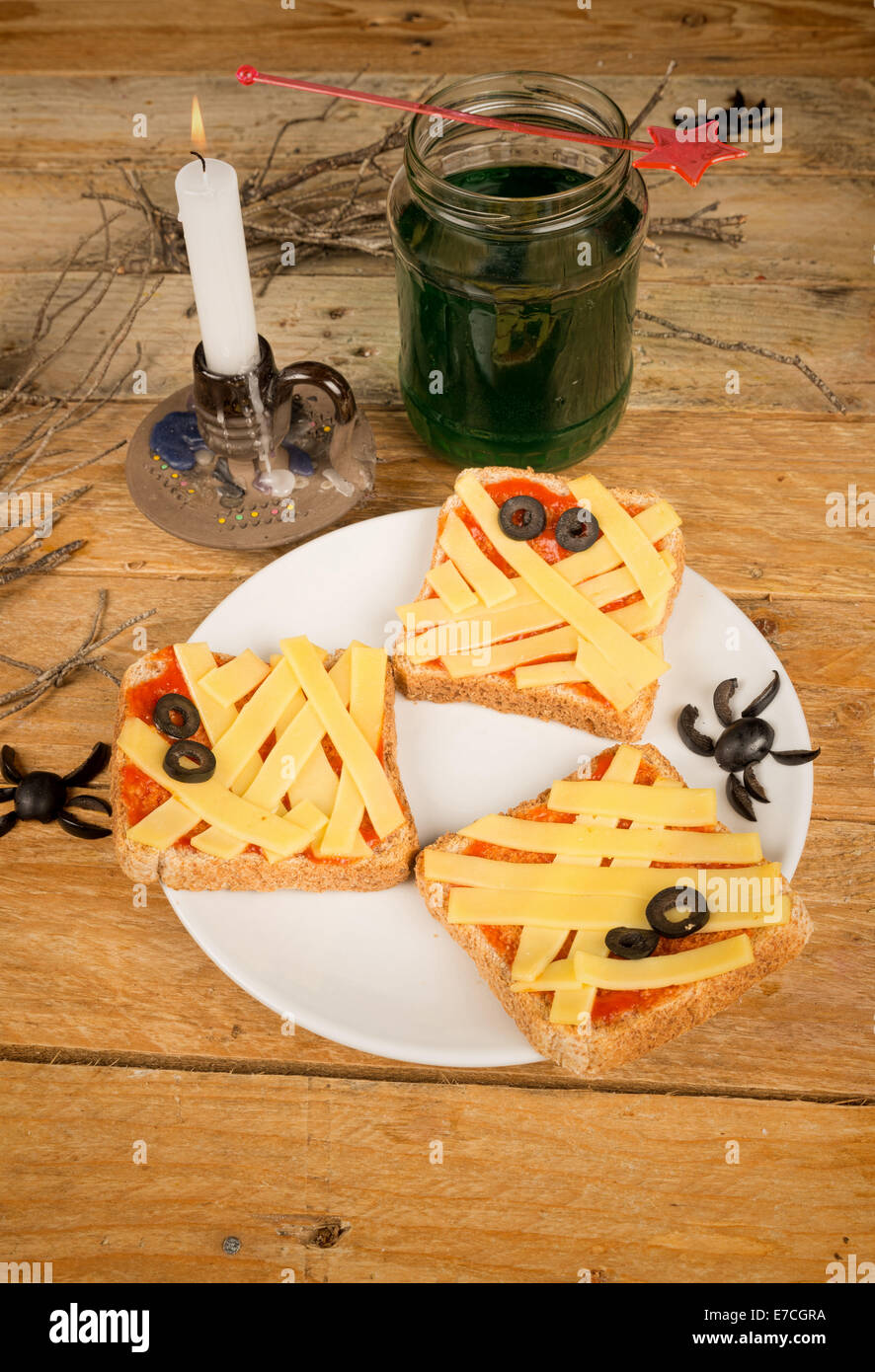 Spooky toasties for a kid Halloween party Stock Photo - Alamy