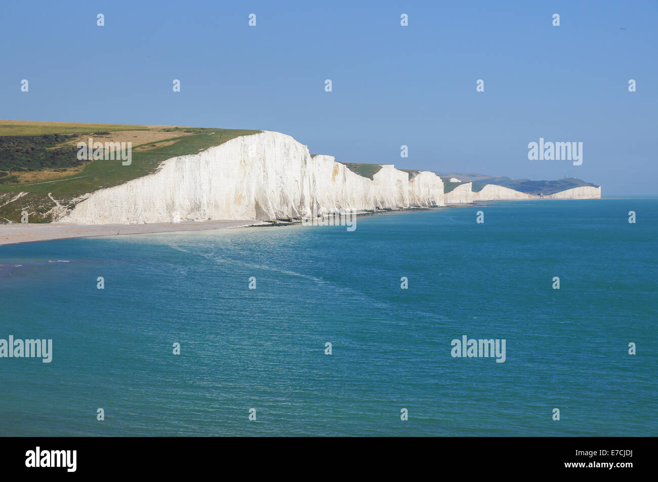 The Seven Sisters chalk cliffs near Seaford East Sussex England United ...