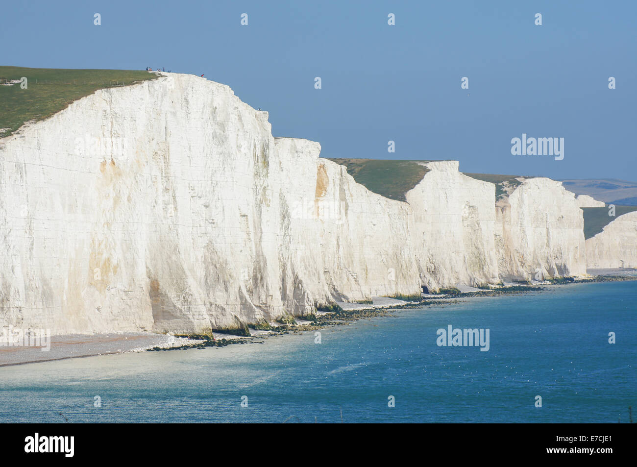 The Seven Sisters chalk cliffs near Seaford East Sussex England United ...