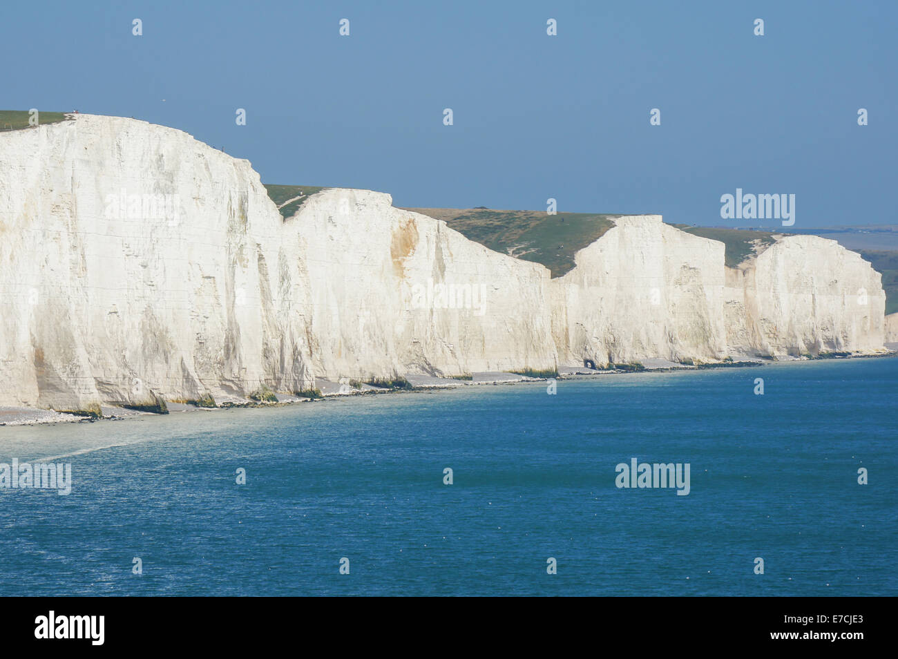 The Seven Sisters chalk cliffs near Seaford East Sussex England United ...