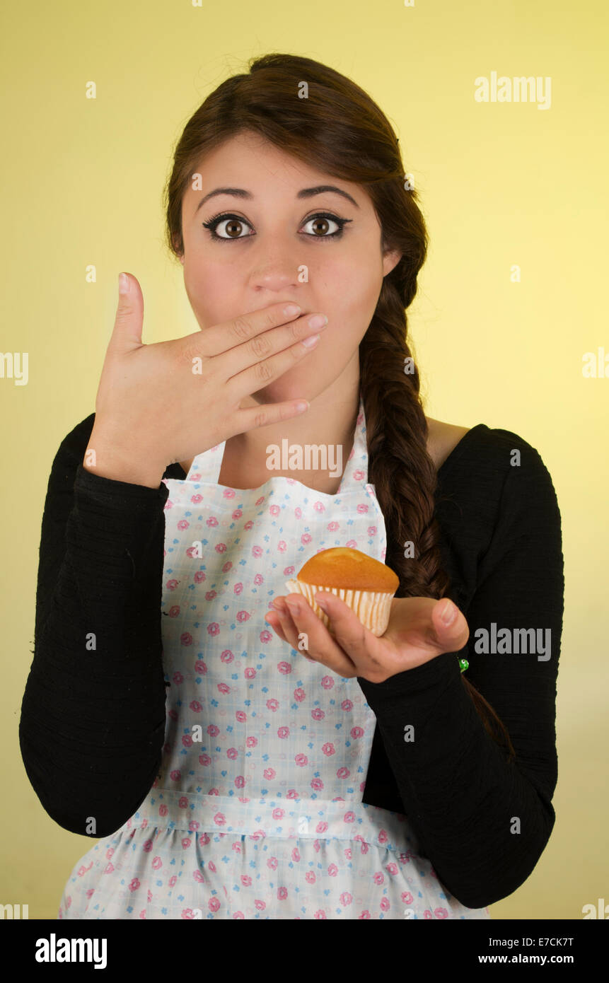 beautiful young woman chef cook baker wearing apron Stock Photo - Alamy