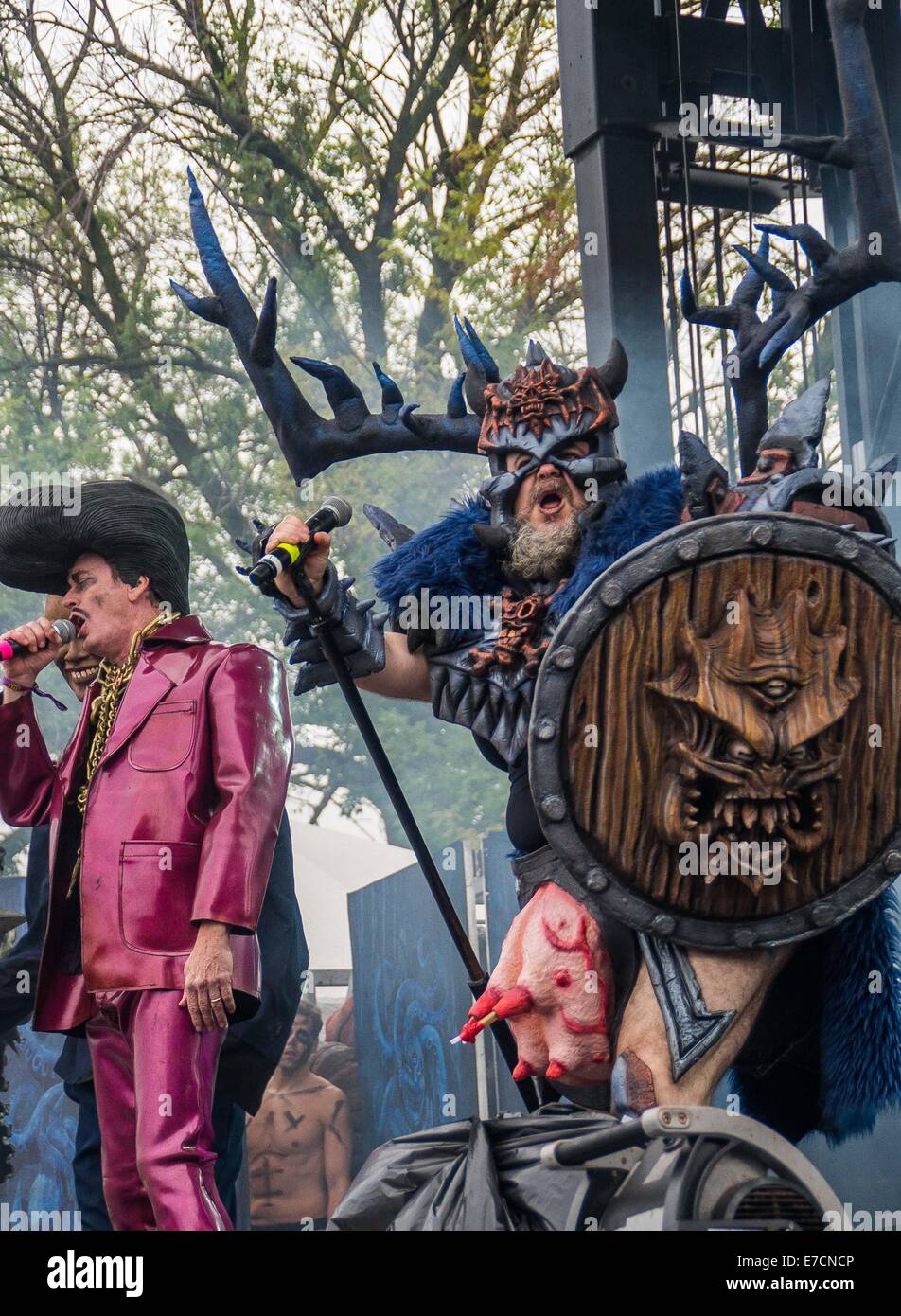 Chicago, IL, USA. 12th Sep, 2014. The band GWAR performs at Riot Fest ...