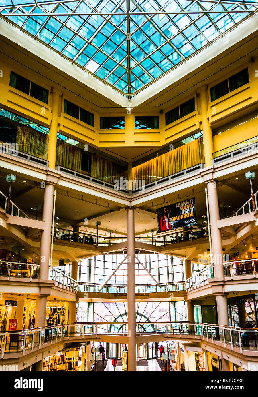 The interior of The Gallery, in the Inner Harbor of Baltimore, Maryland ...