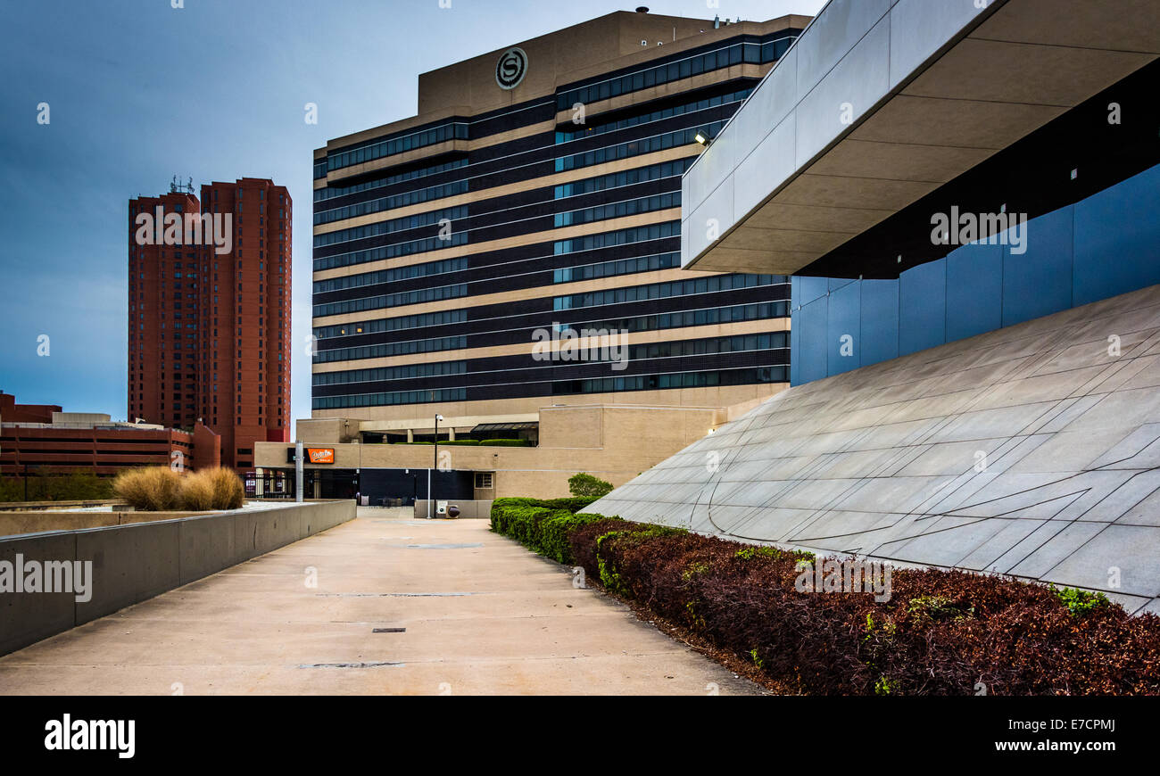The Sheraton seen from the Charles Center Skywalk in downtown Baltimore ...