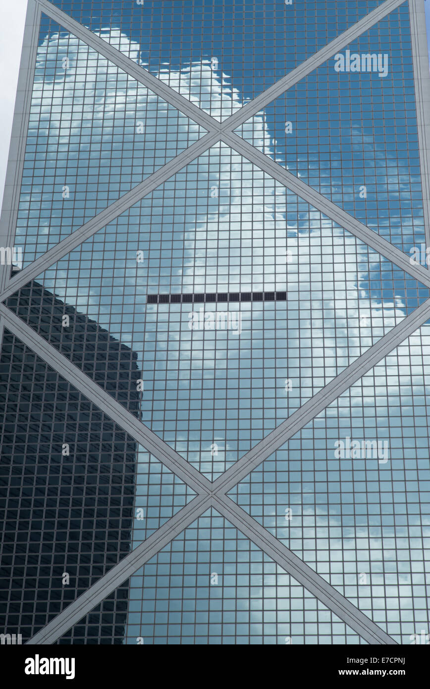 Clouds reflecting on the Bank of China building in Hong Kong Stock ...
