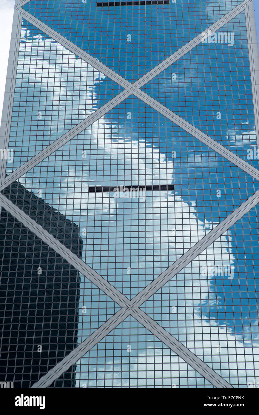 Clouds reflecting on the Bank of China building in Hong Kong Stock ...