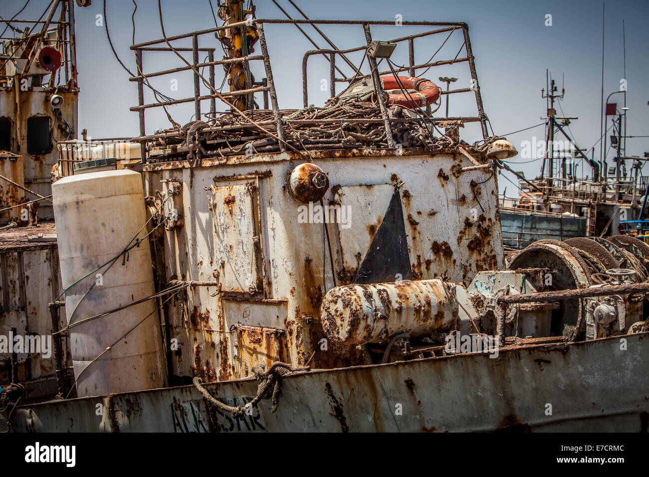 old and rusty desolate fishing ship in shipyard Stock Photo - Alamy