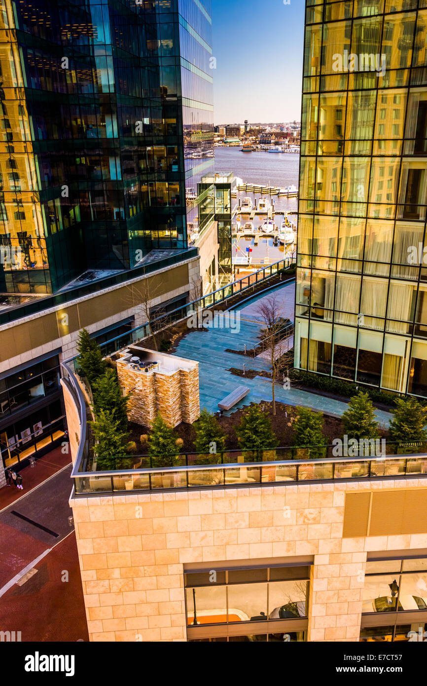 View of the waterfront and modern buildings in Harbor East from a ...
