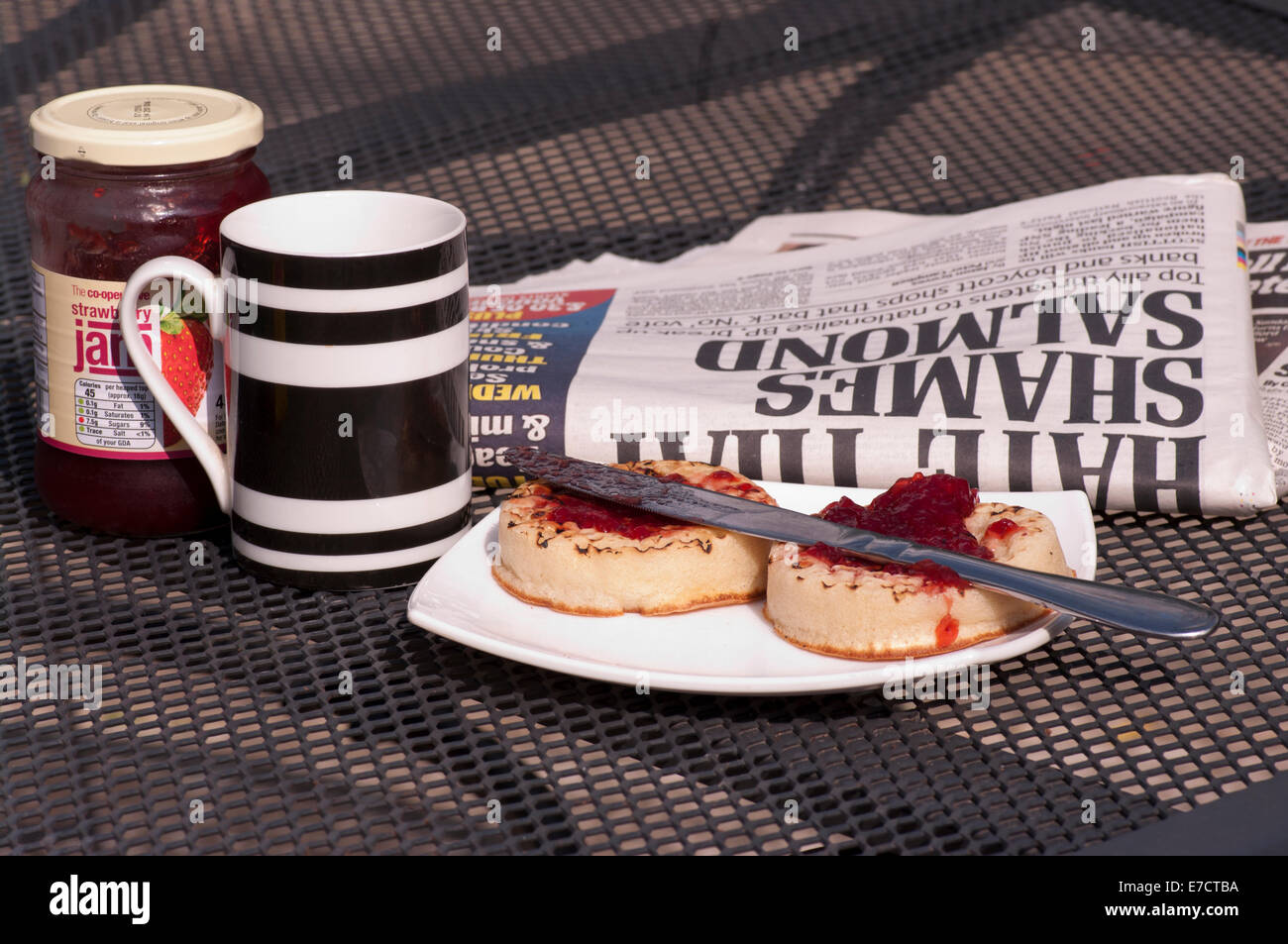 Breakfast and Newspaper Stock Photo - Alamy