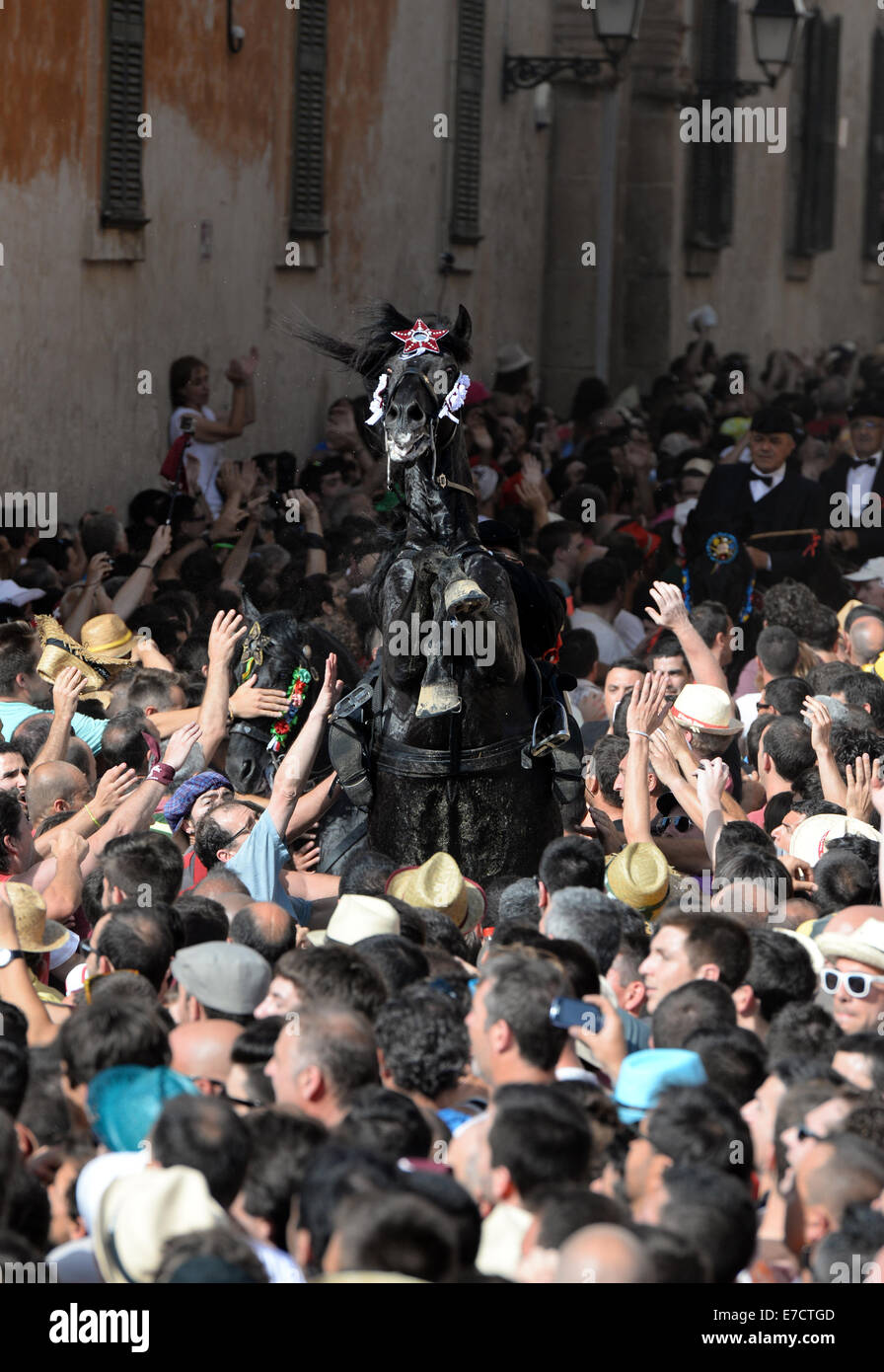 Tipical feast of horses in the town of Ciutadella in Menorca; in ...