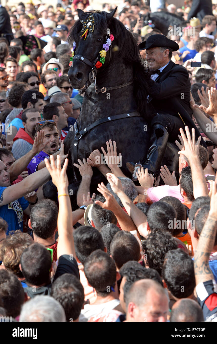 Tipical feast of horses in the town of Ciutadella in Menorca; in ...