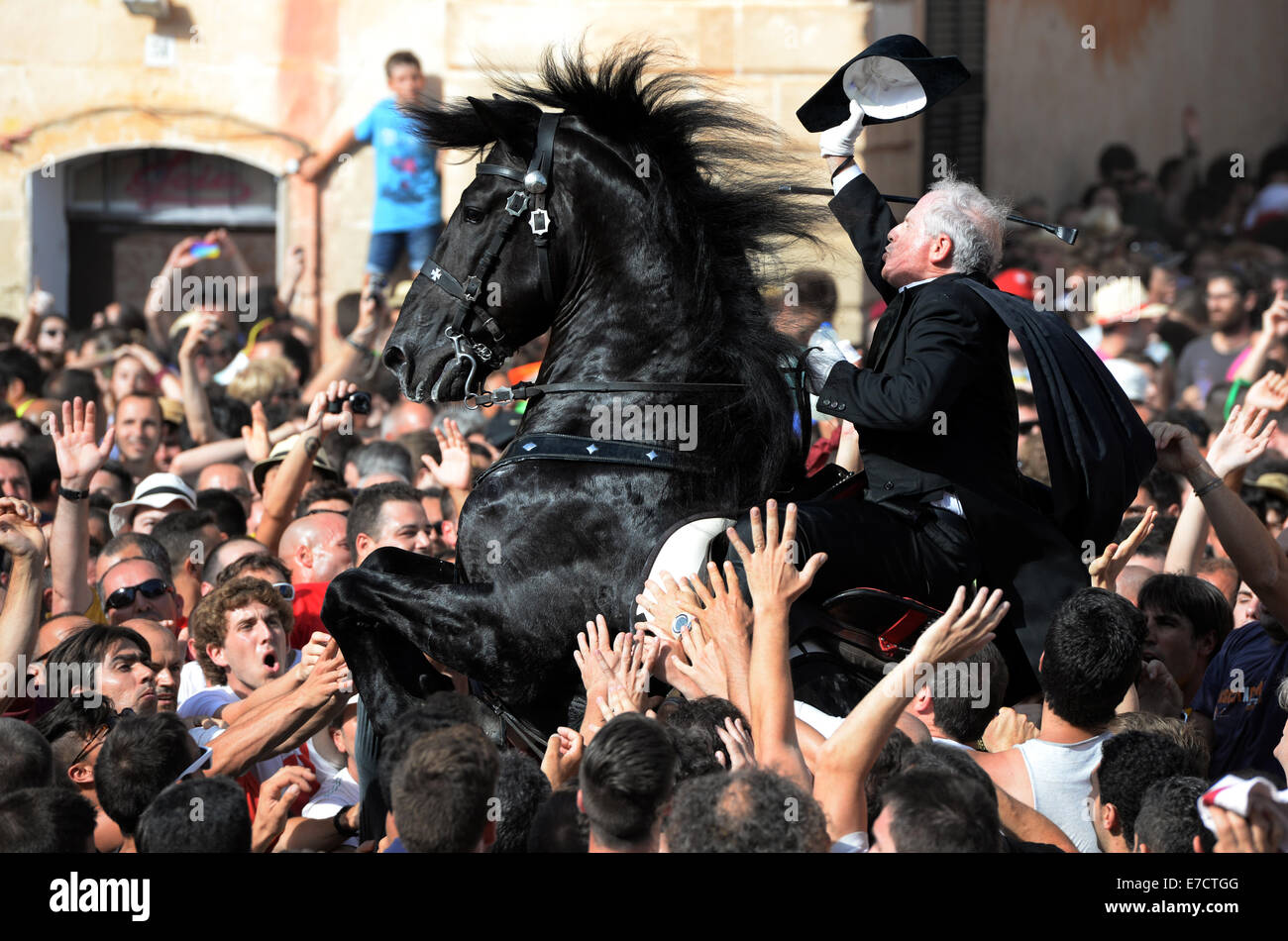 Tipical feast of horses in the town of Ciutadella in Menorca; in ...