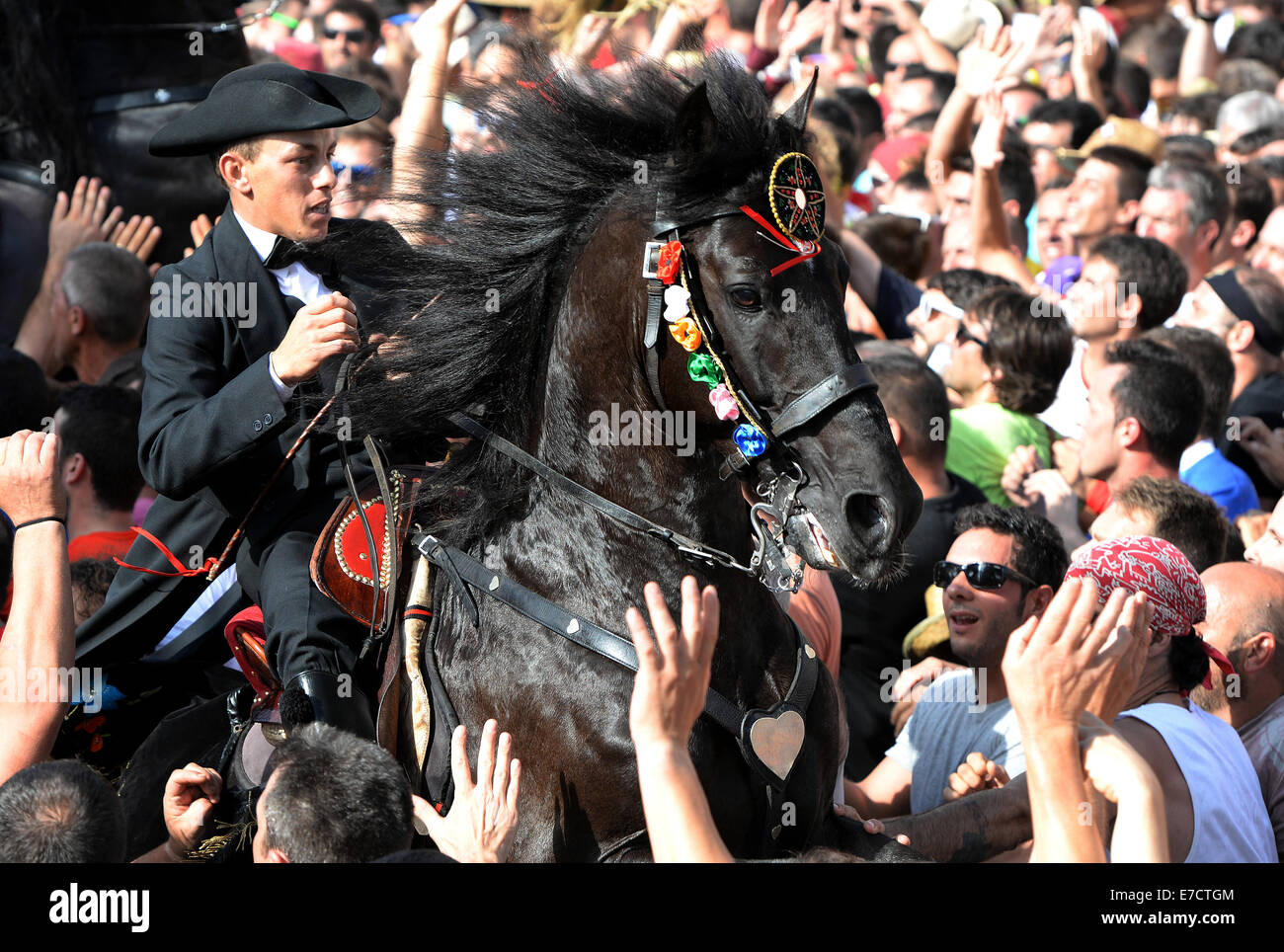 Tipical feast of horses in the town of Ciutadella in Menorca; in ...