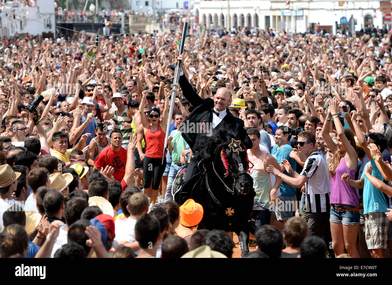 Tipical feast of horses in the town of Ciutadella in Menorca; in ...