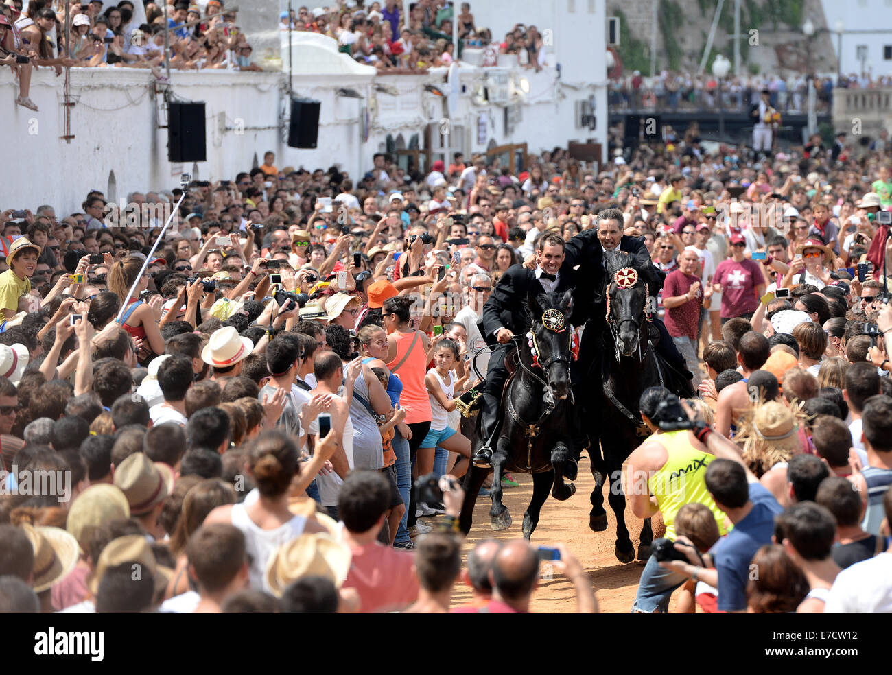 Tipical feast of horses in the town of Ciutadella in Menorca; in ...