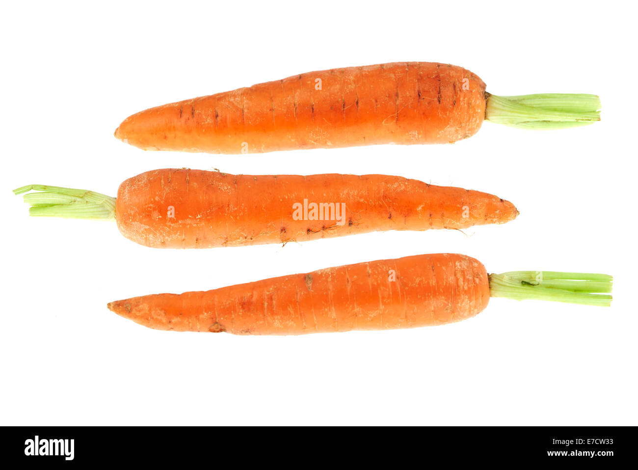 Three Fresh Organic Carrots On A White Background Stock Photo - Alamy