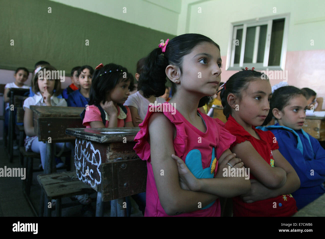 Damascus, Syria. 13th Sep, 2014. Syrian pupils are seen inside a ...