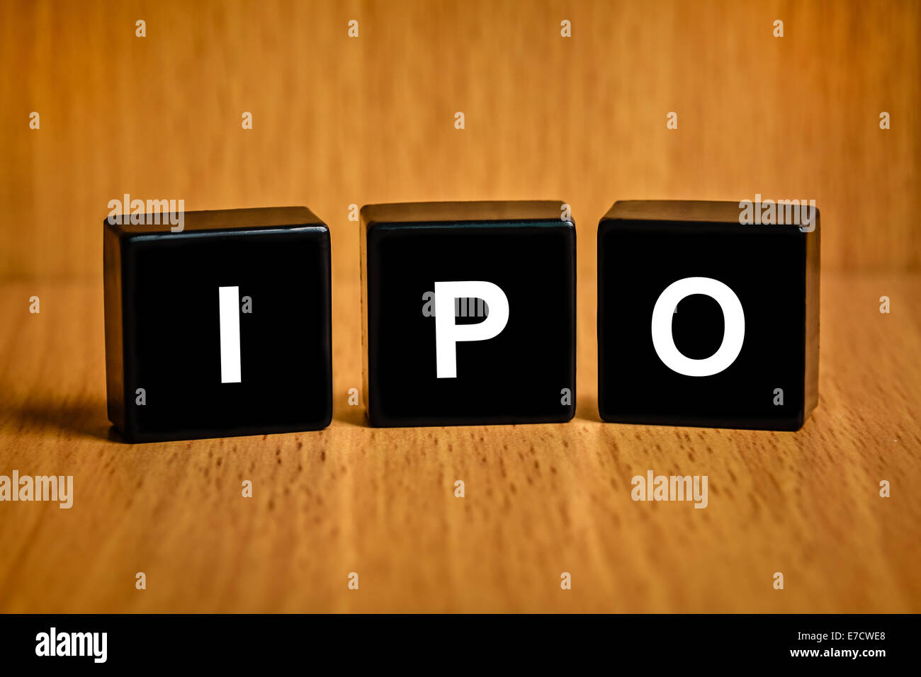 IPO or Initial public offering text on black block Stock Photo - Alamy