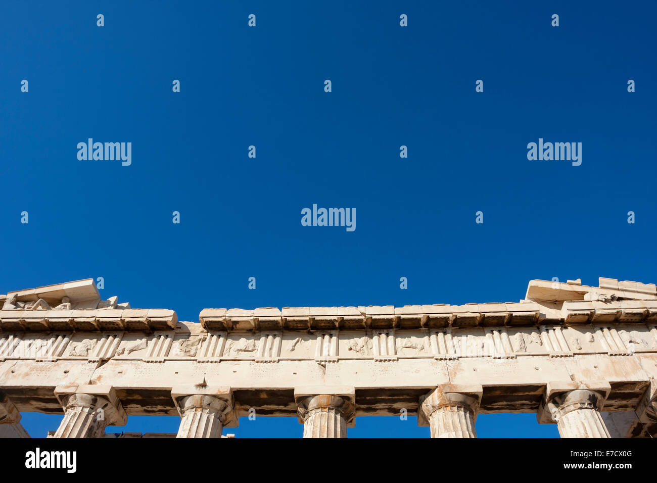 The columns of Parthenon, the temple in the Acropolis of Athens in ...