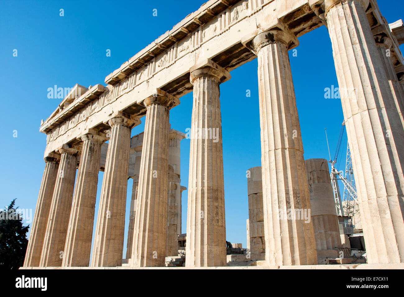 The columns of Parthenon, the temple in the Acropolis of Athens in ...