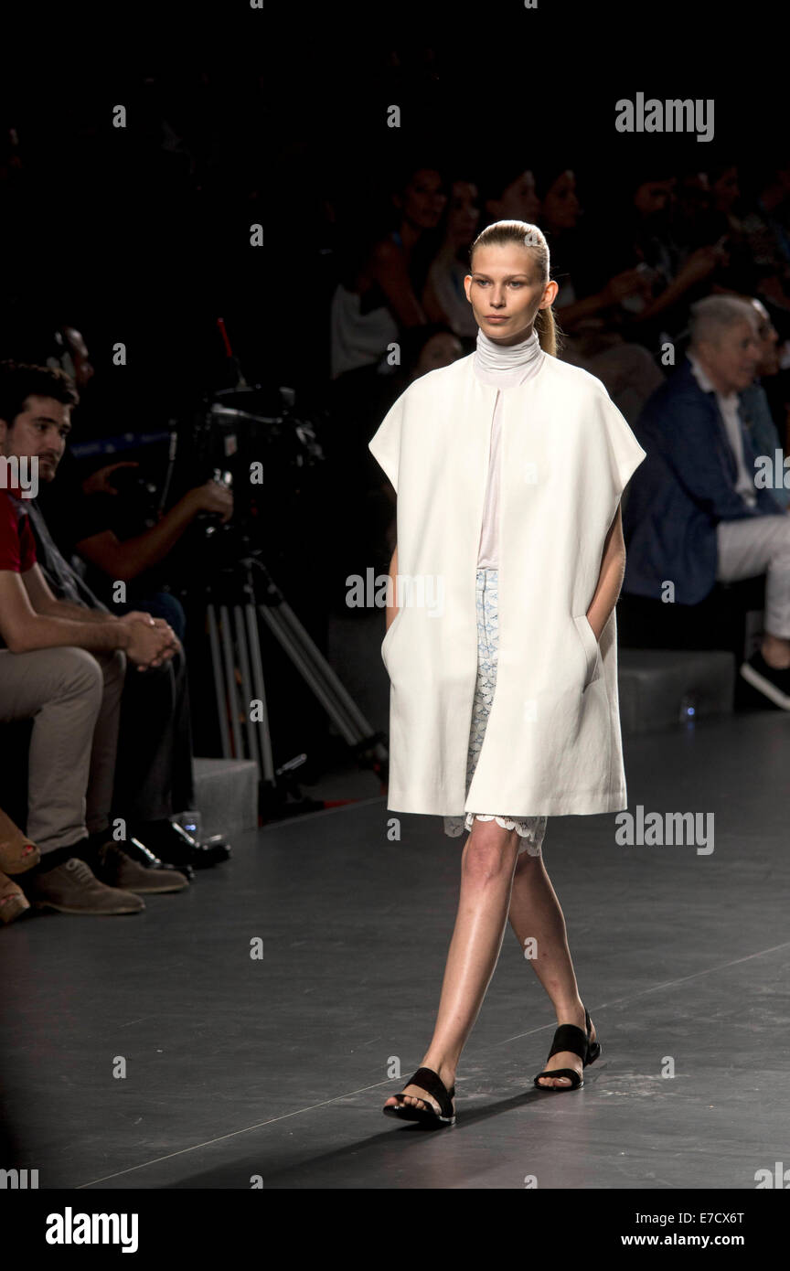 Model posing on the catwalk during the Angel Schlesser Fashion Show at ...